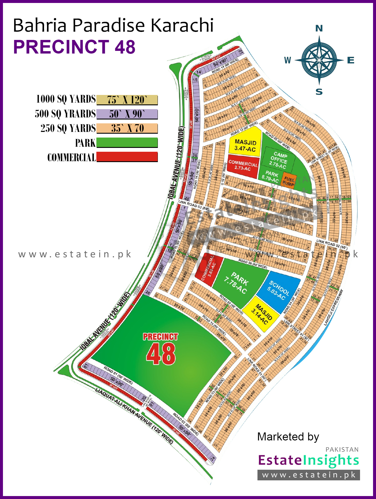 Layout plan / Siteplan Map of Precinct-48 Bahria Paradise Bahria Town ...