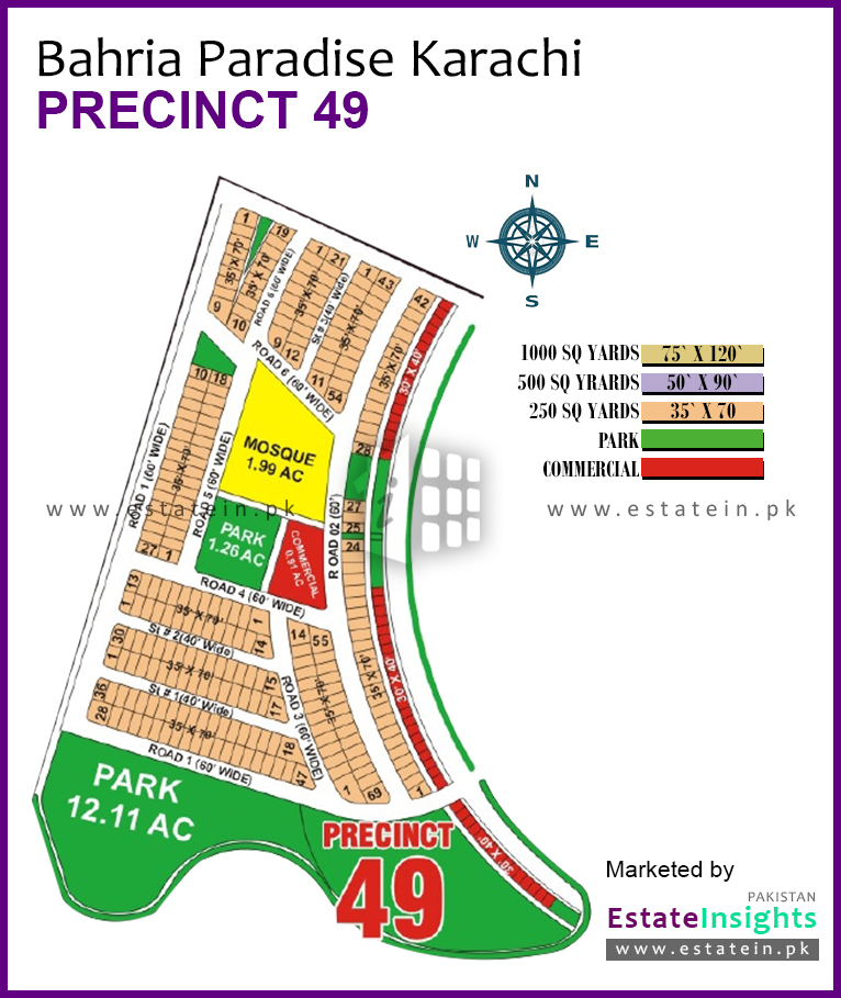 Layout plan / Siteplan Map of Precinct-49 Bahria Paradise Bahria Town ...