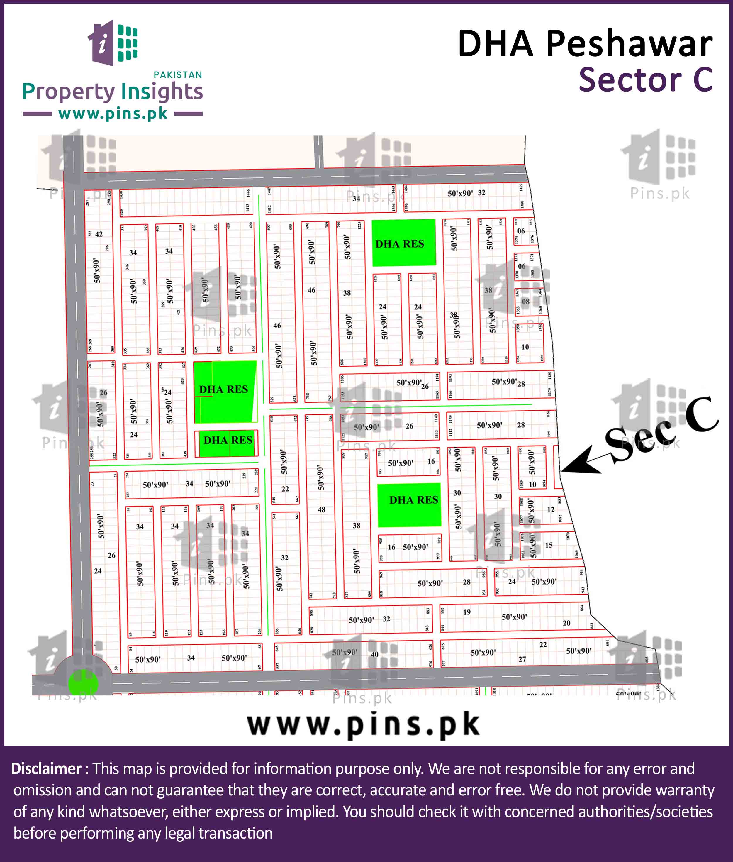 Layout plan / Siteplan Map of Sector C DHA Peshawar Nasir Bagh Road ...