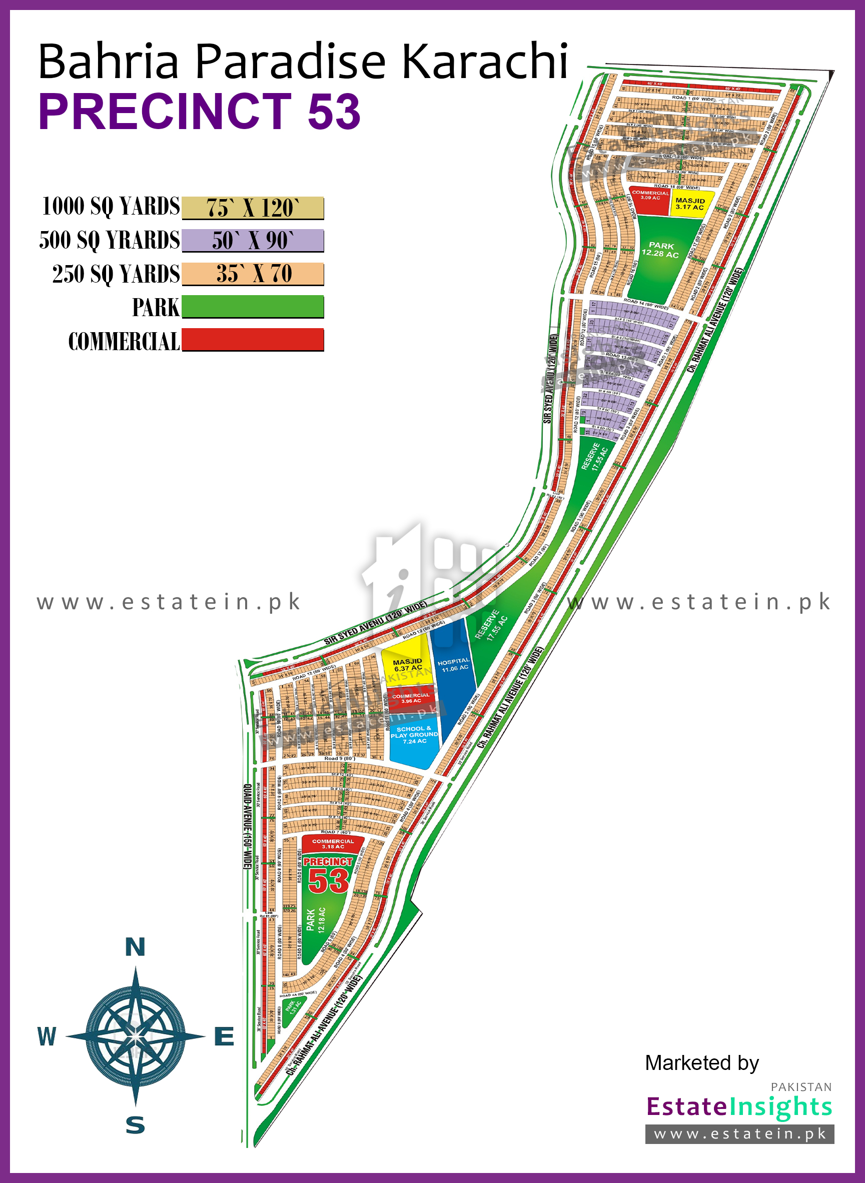 Layout plan / Siteplan Map of Precinct-53 Bahria Paradise Bahria Town ...