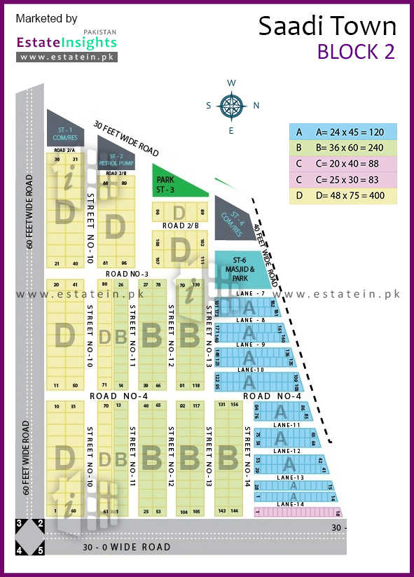 Layout plan / Siteplan Map of Block 2 Saadi Town Scheme 33 Karachi.