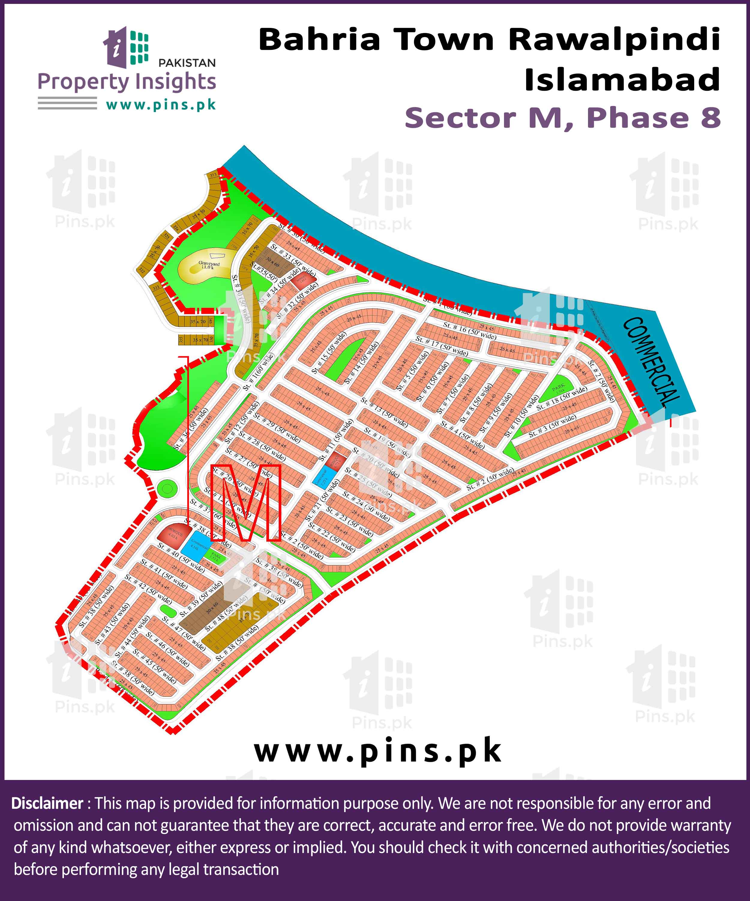 Layout plan / Siteplan Map of Block M Phase 8 Bahria Town Rawalpindi ...