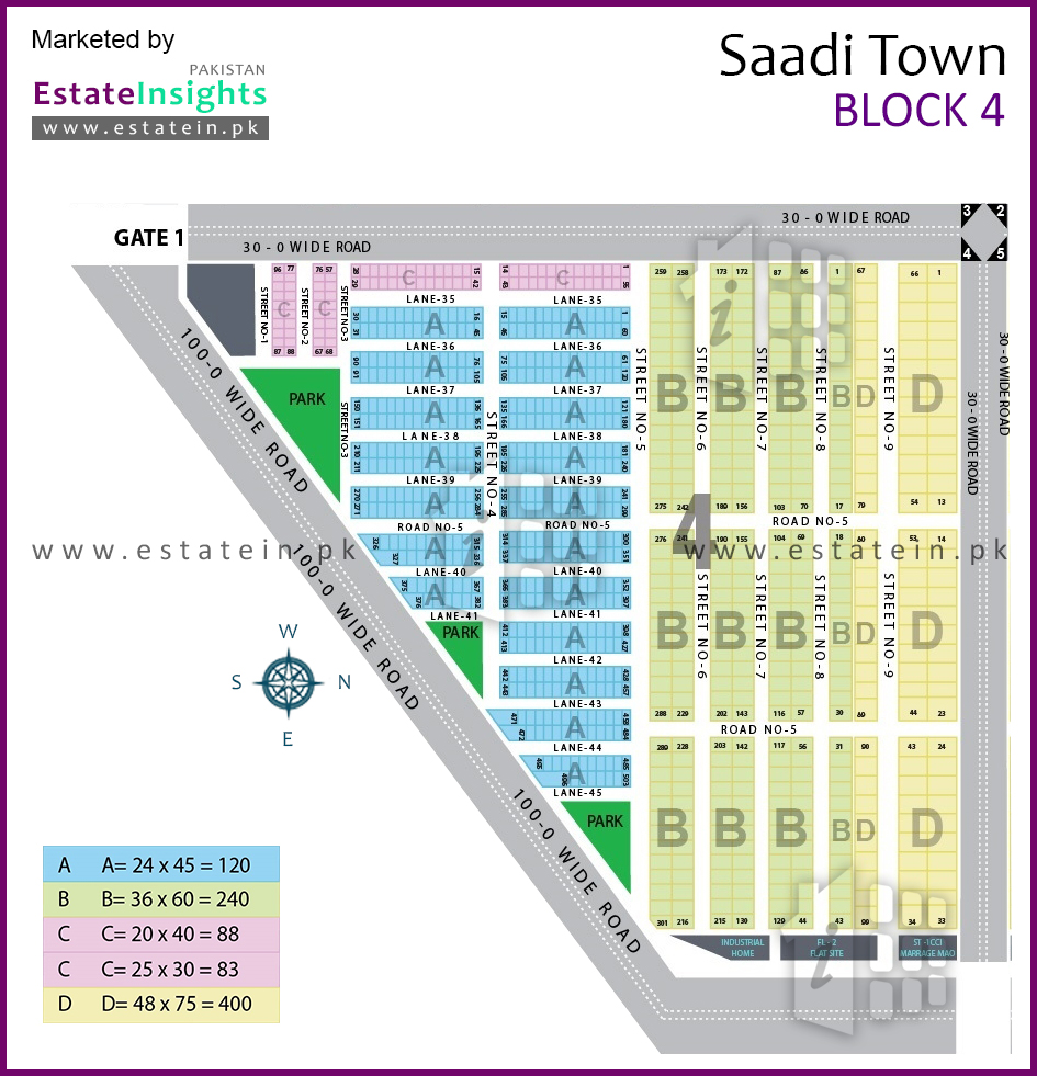 Layout plan / Siteplan Map of Block 4 Saadi Town Scheme 33 Karachi.