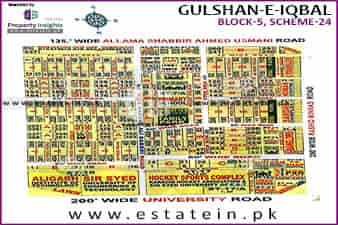 High Resolution Society Maps / Siteplan of Gulshan-e-Iqbal Block-5 ...
