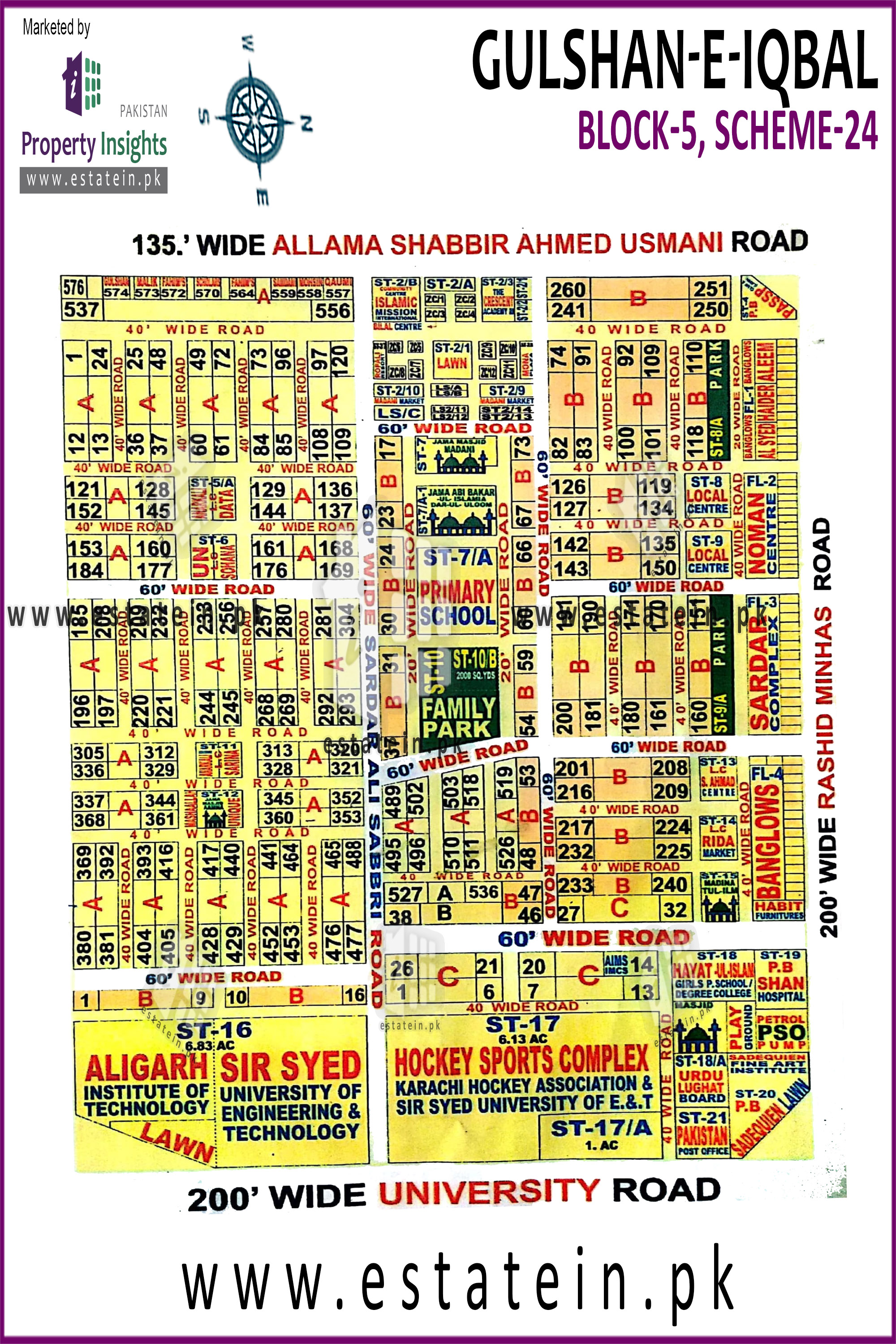Layout plan / Siteplan Map of Block 5 Gulshan-e-Iqbal Block-5 Gulshan-e ...