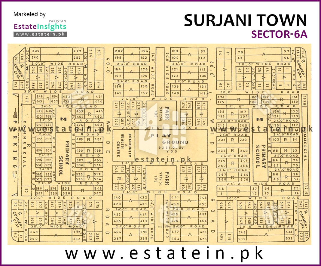 Layout plan / Siteplan Map of Sector-6 (A) Sector-6 Surjani Town Karachi.
