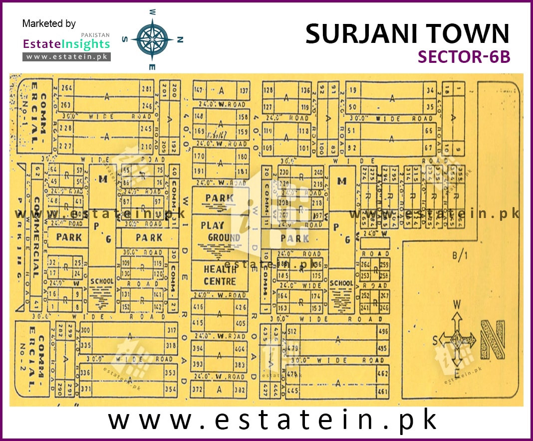 Layout plan / Siteplan Map of sector-6 (B) Sector-6 Surjani Town Karachi.
