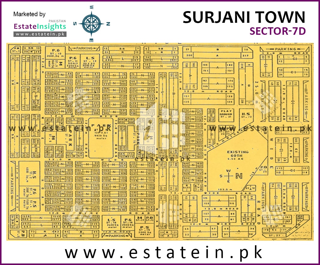 Layout plan / Siteplan Map of Sector-7 (D) Sector-7 Surjani Town Karachi.