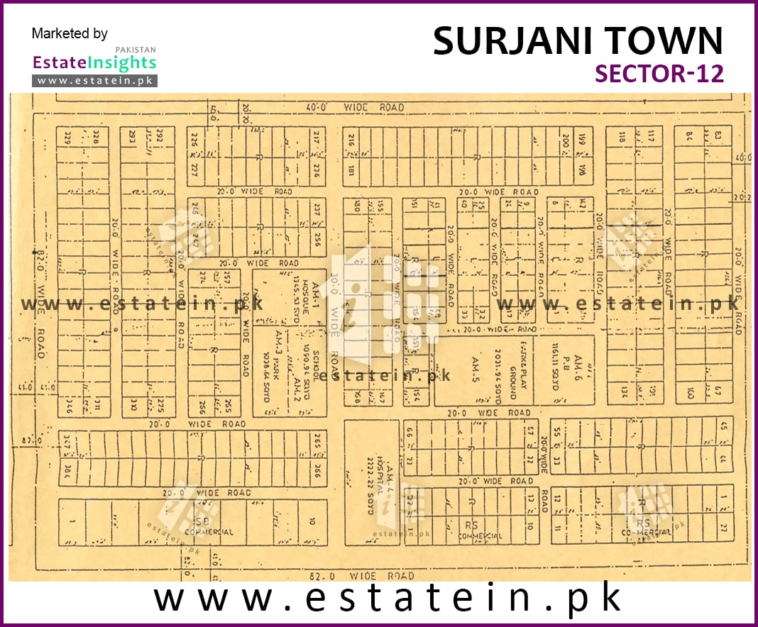 Layout plan / Siteplan Map of Sector-12 Sector-12 Surjani Town Karachi.