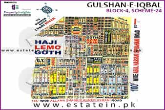 Layout plan / Siteplan Map of Block 4 (A) Gulshan-e-Iqbal Block-4 ...