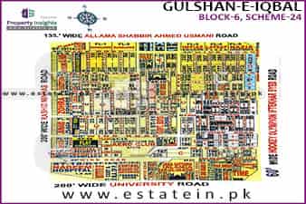 High Resolution Society Maps / Siteplan of Gulshan-e-Iqbal Town Karachi.