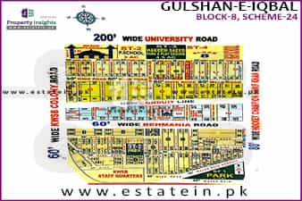 High Resolution Society Maps / Siteplan of Gulshan-e-Iqbal Town Karachi.