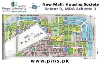 High Resolution Society Maps / Siteplan of NEW MALIR HOUSING SCHEME-1 Bin Qasim Town Karachi.