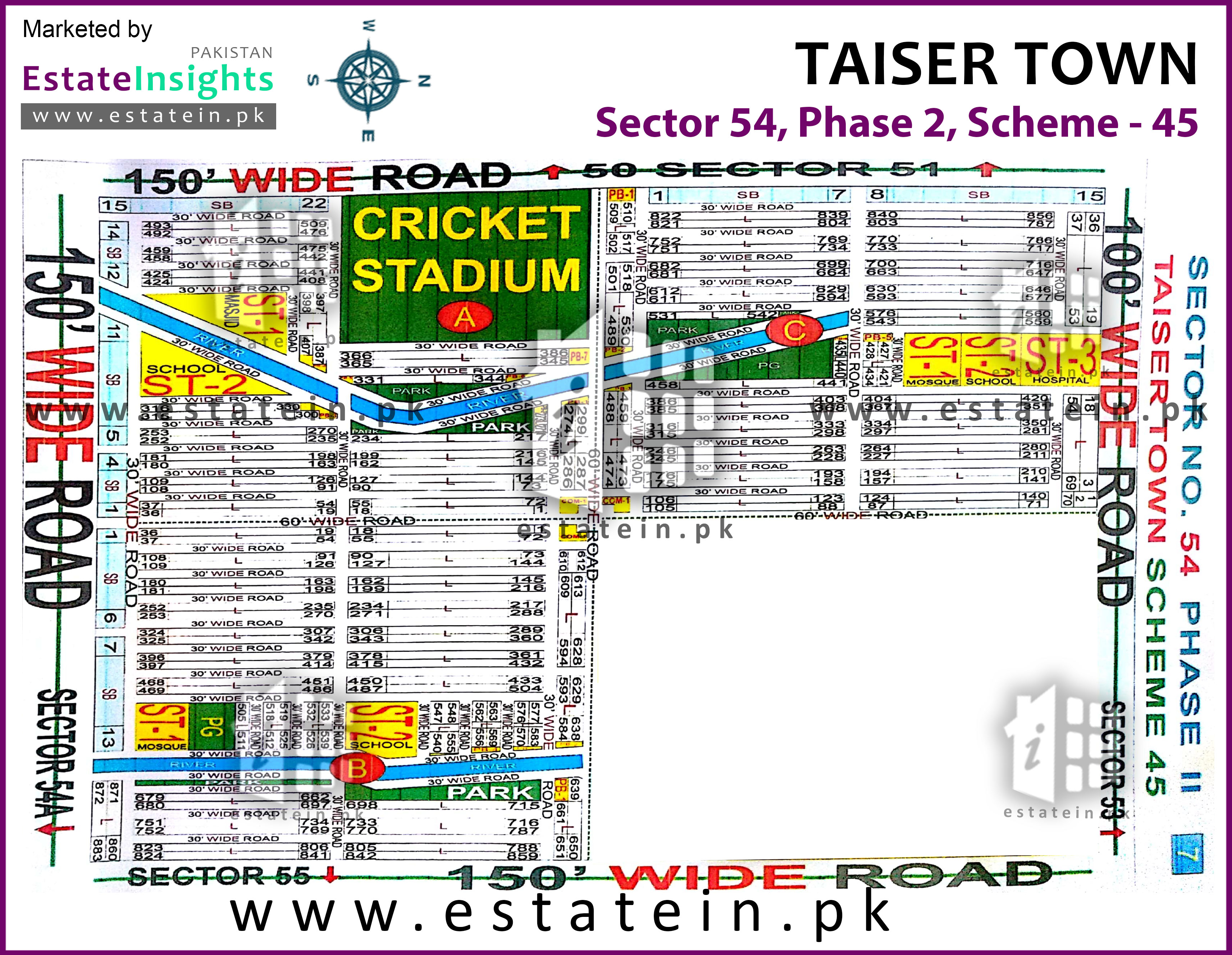 Layout plan / Siteplan Map of Sector 54 Taiser Town Phase II Scheme 45 ...