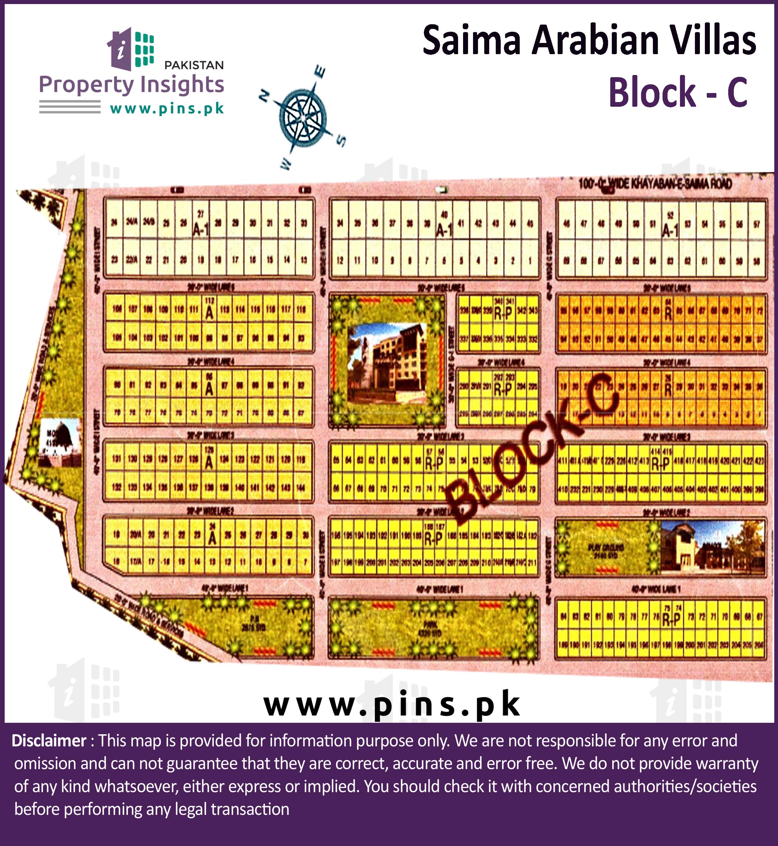 Layout plan / Siteplan Map of Block C Saima Arabian Villas North ...