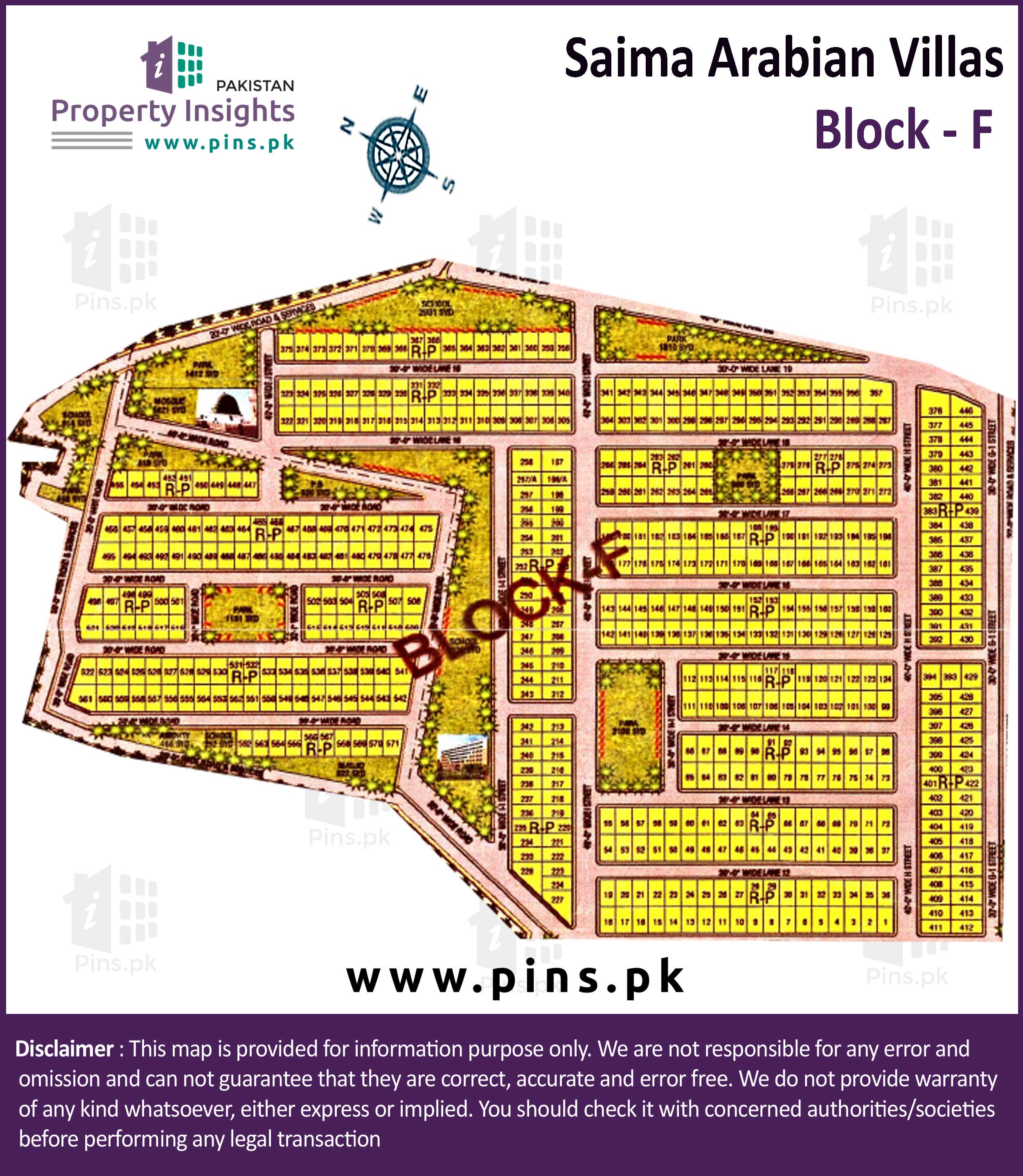 Layout plan / Siteplan Map of Block F Saima Arabian Villas North ...