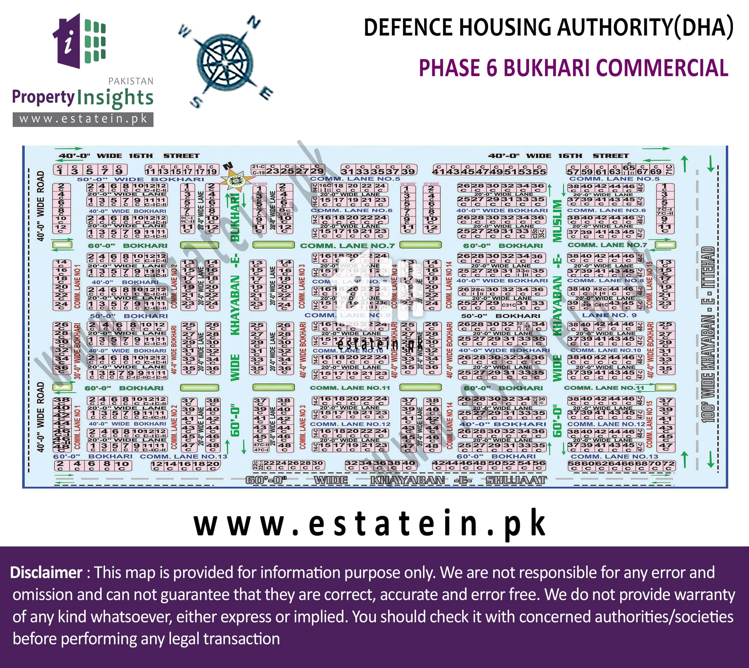 Layout plan / Siteplan Map of Bukhari Commercial Area Phase 6 Defense ...