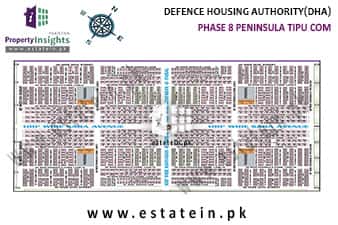 High Resolution Society Maps / Siteplan of Phase 8 Defense (DHA) Karachi.