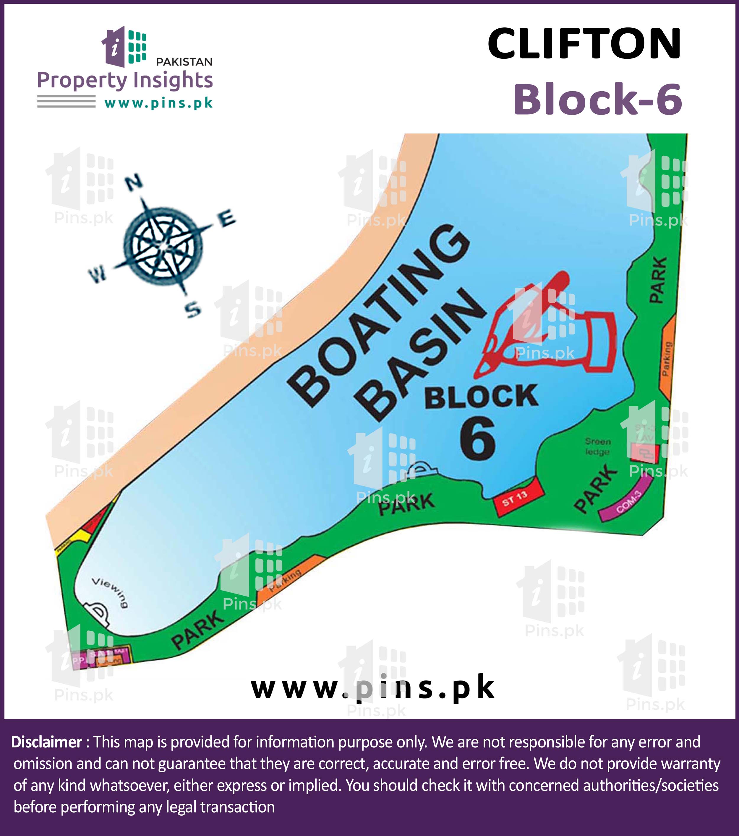 Layout plan / Siteplan Map of Block 6 Block 6 Clifton Karachi.