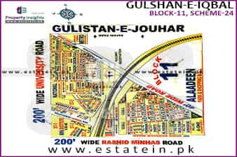 High Resolution Society Maps / Siteplan of Gulshan-e-Iqbal Town Karachi.