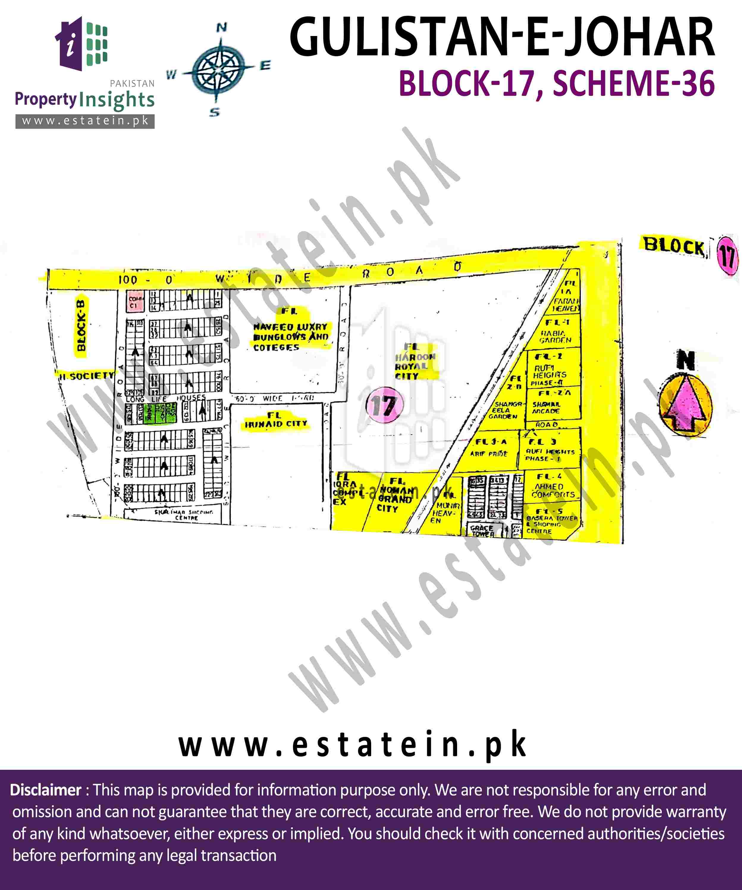 Layout plan / Siteplan Map of Basera Tower Gulistan-e-Johar Block-17 ...