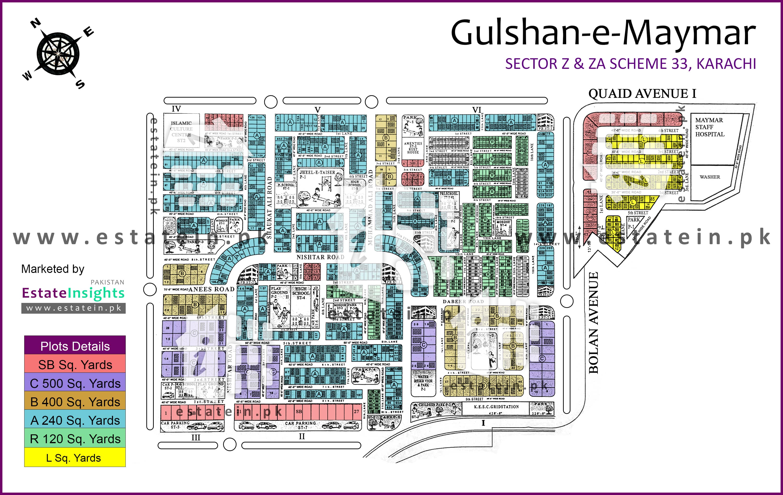 Layout plan / Siteplan Map of Block Z6 Sector Z Gulshan-e-Maymar Karachi.