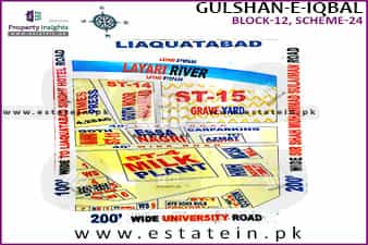 High Resolution Society Maps / Siteplan of Gulshan-e-Iqbal Town Karachi.