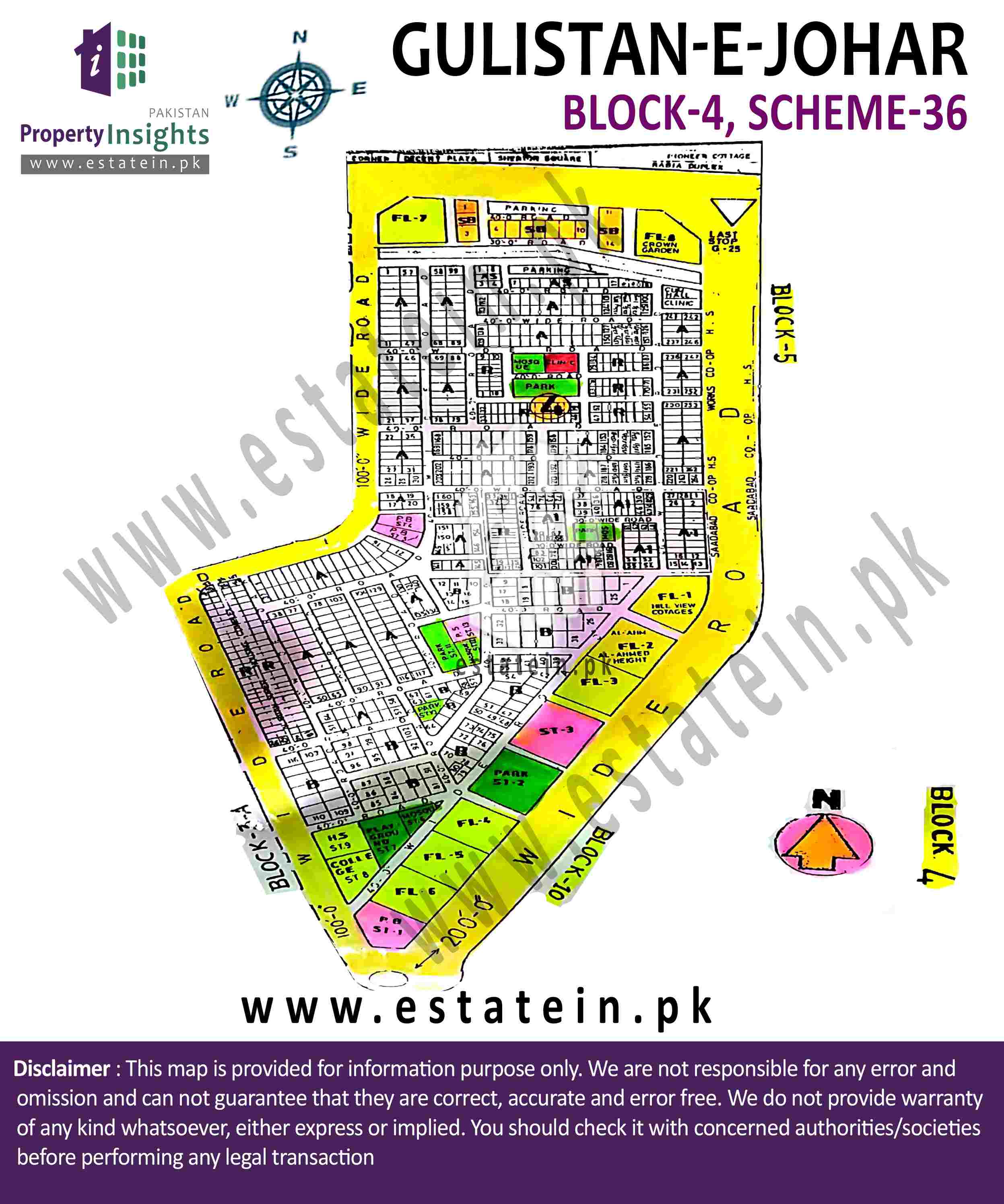 Layout plan / Siteplan Map of Block 4 Gulistan-e-Johar Block-4 Gulistan ...