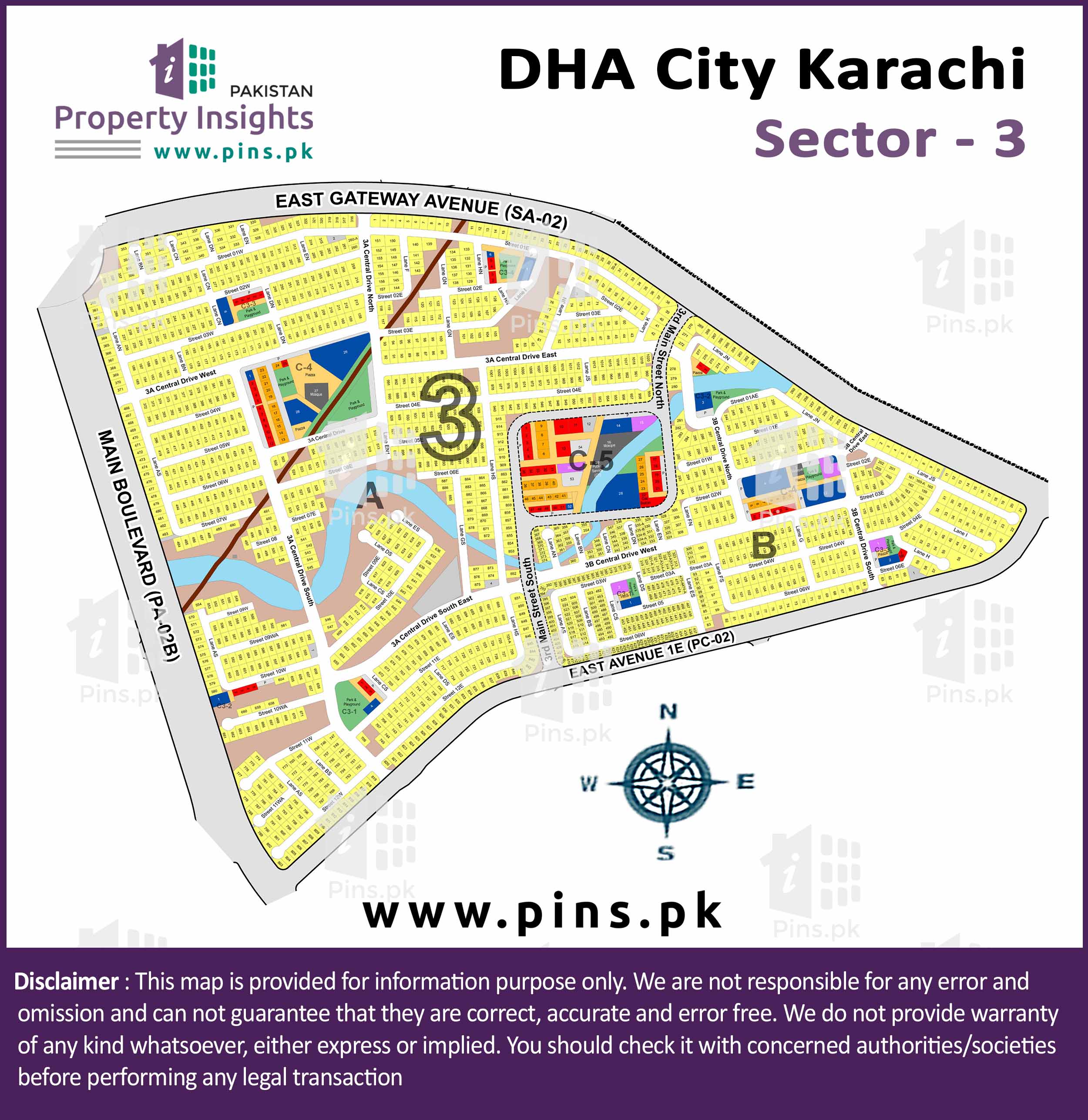 Layout plan / Siteplan Map of Sector 3A Sector 3 DHA City Karachi Karachi.