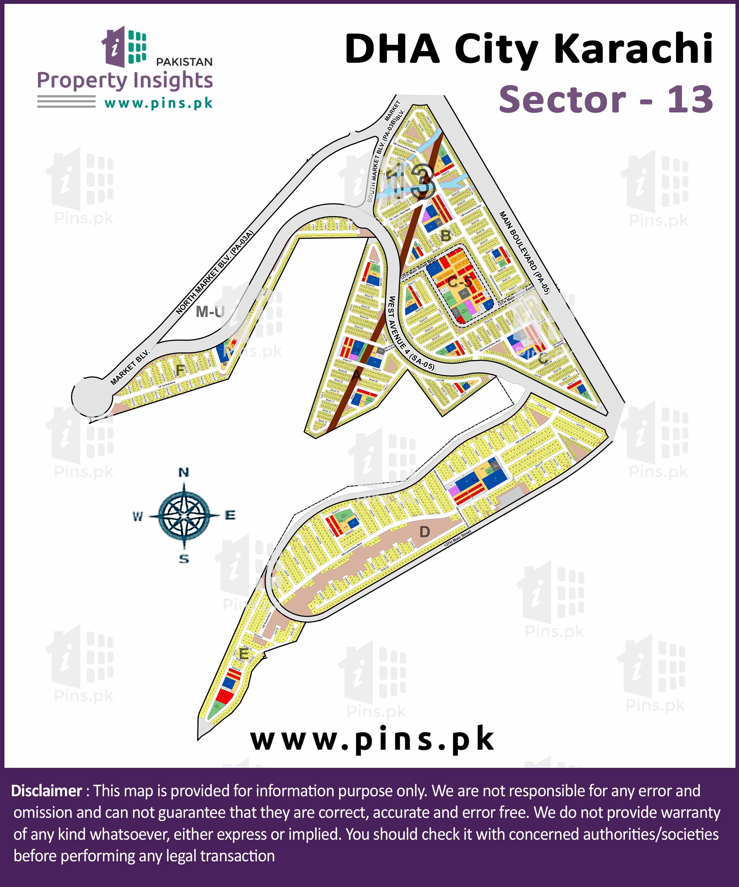 Layout plan / Siteplan Map of Sector 13A Sector 13 DHA City Karachi ...