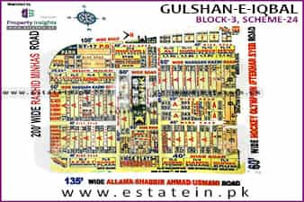 High Resolution Society Maps / Siteplan of Gulshan-e-Iqbal Town Karachi.