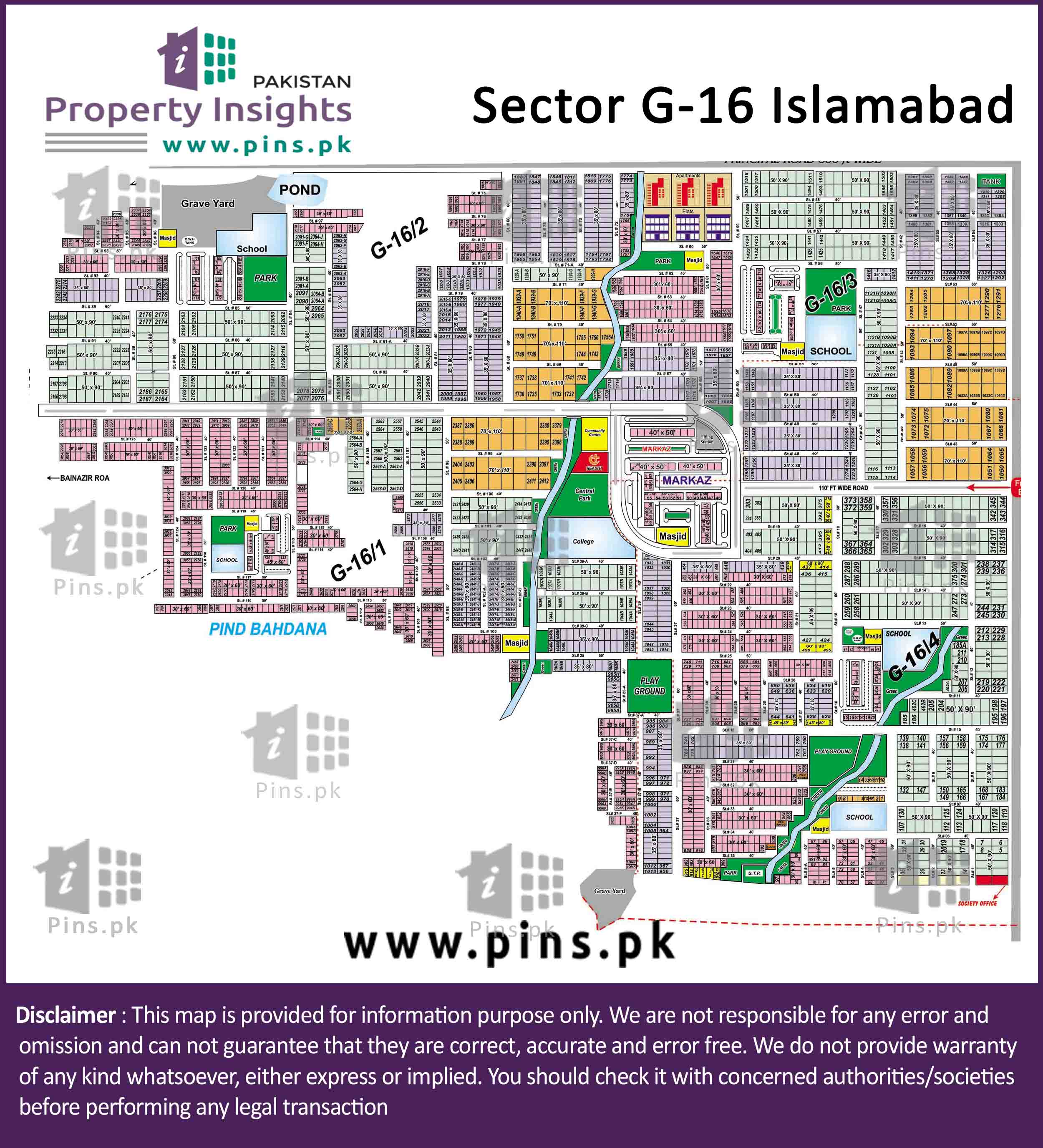 View High Resolution Project / Society Maps / Siteplan of Sector G-16 ...