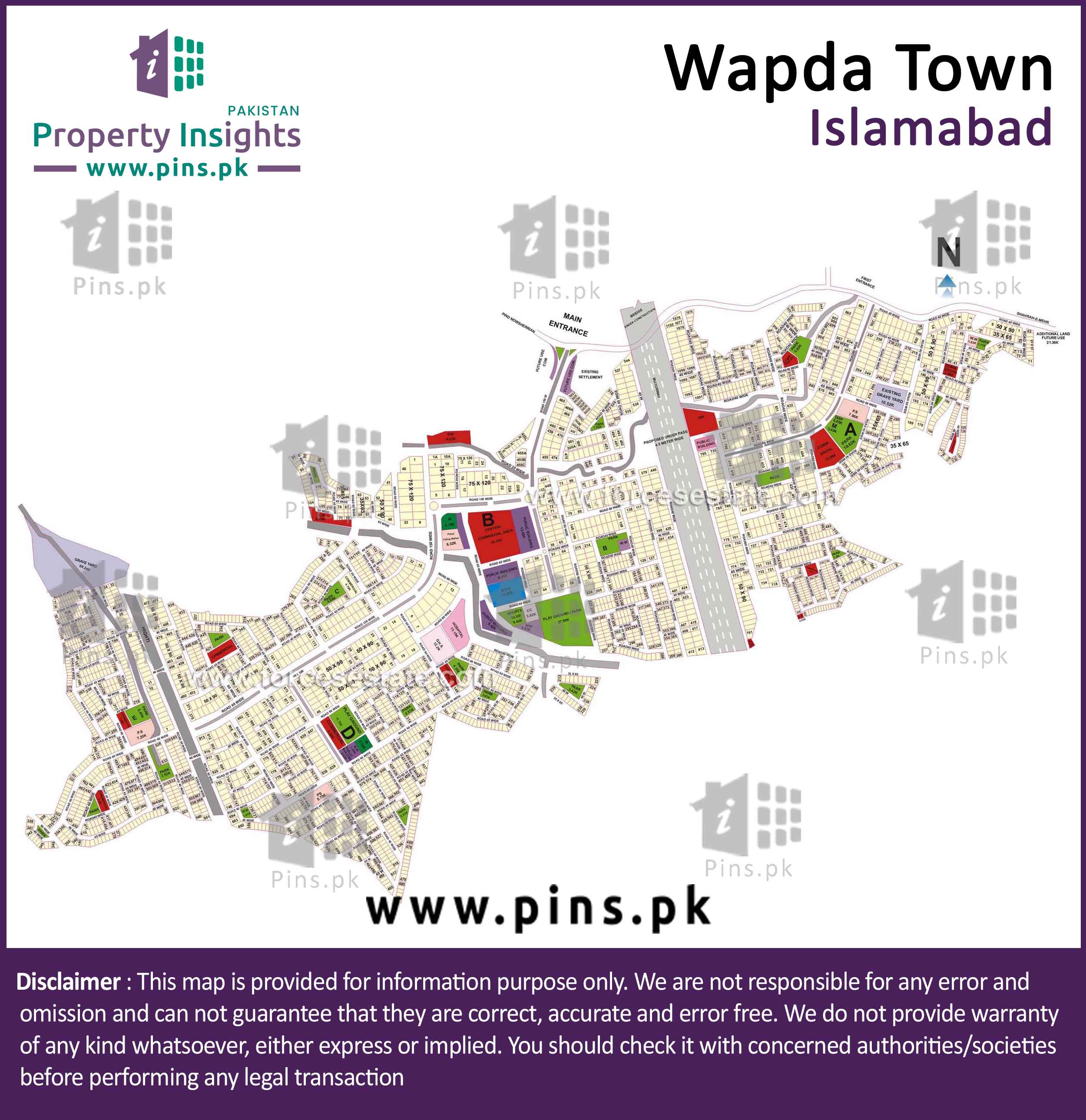 View High Resolution Project / Society Maps / Siteplan of WAPDA Town ...