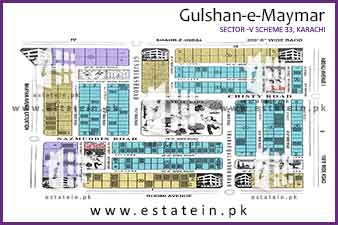 High Resolution Society Maps / Siteplan of Gulshan-e-Maymar Karachi.