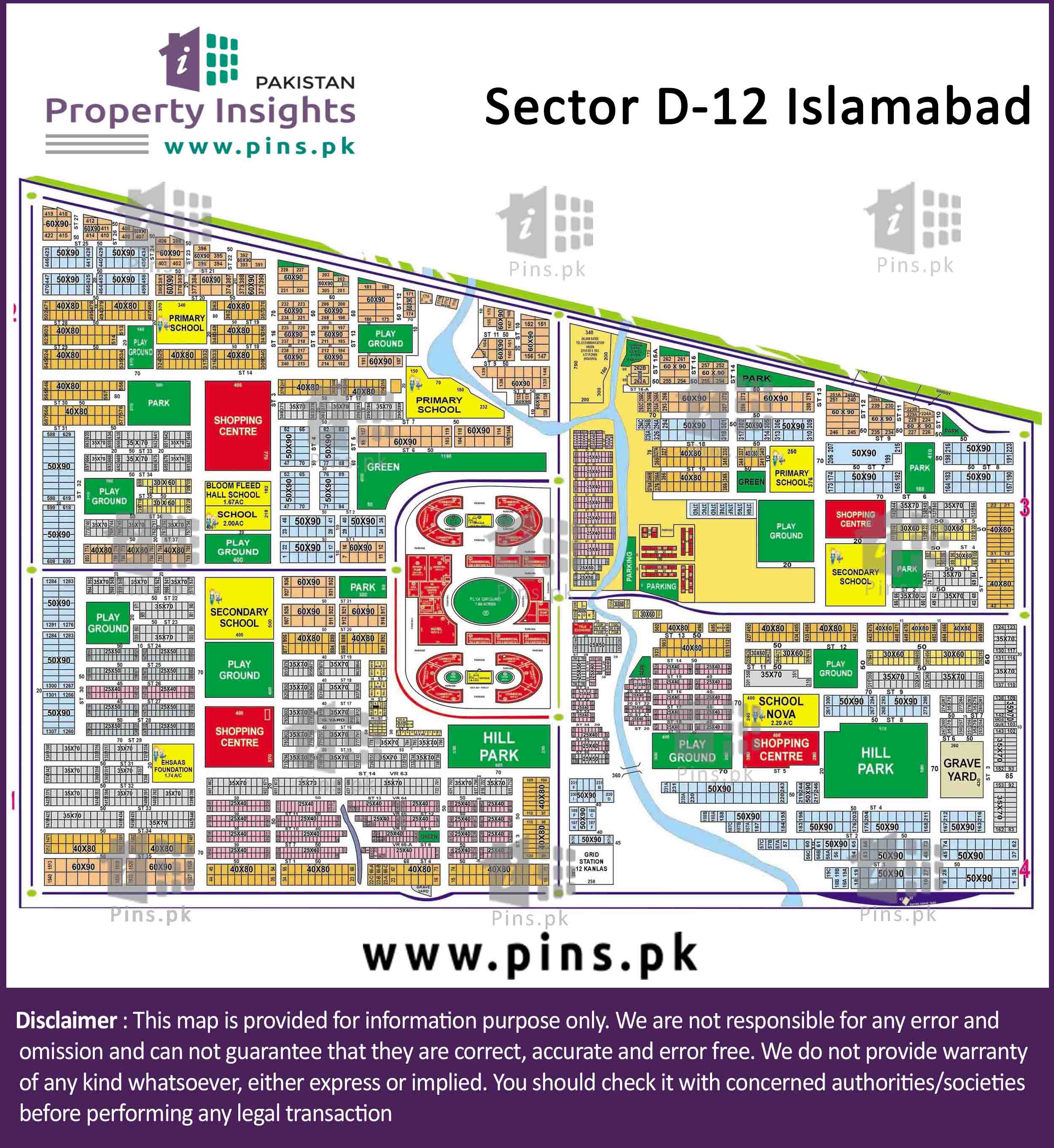 View High Resolution Project / Society Maps / Siteplan of Sector D-12 ...