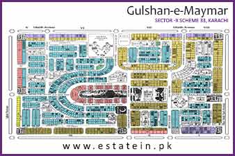 High Resolution Society Maps / Siteplan of Gulshan-e-Maymar Karachi.
